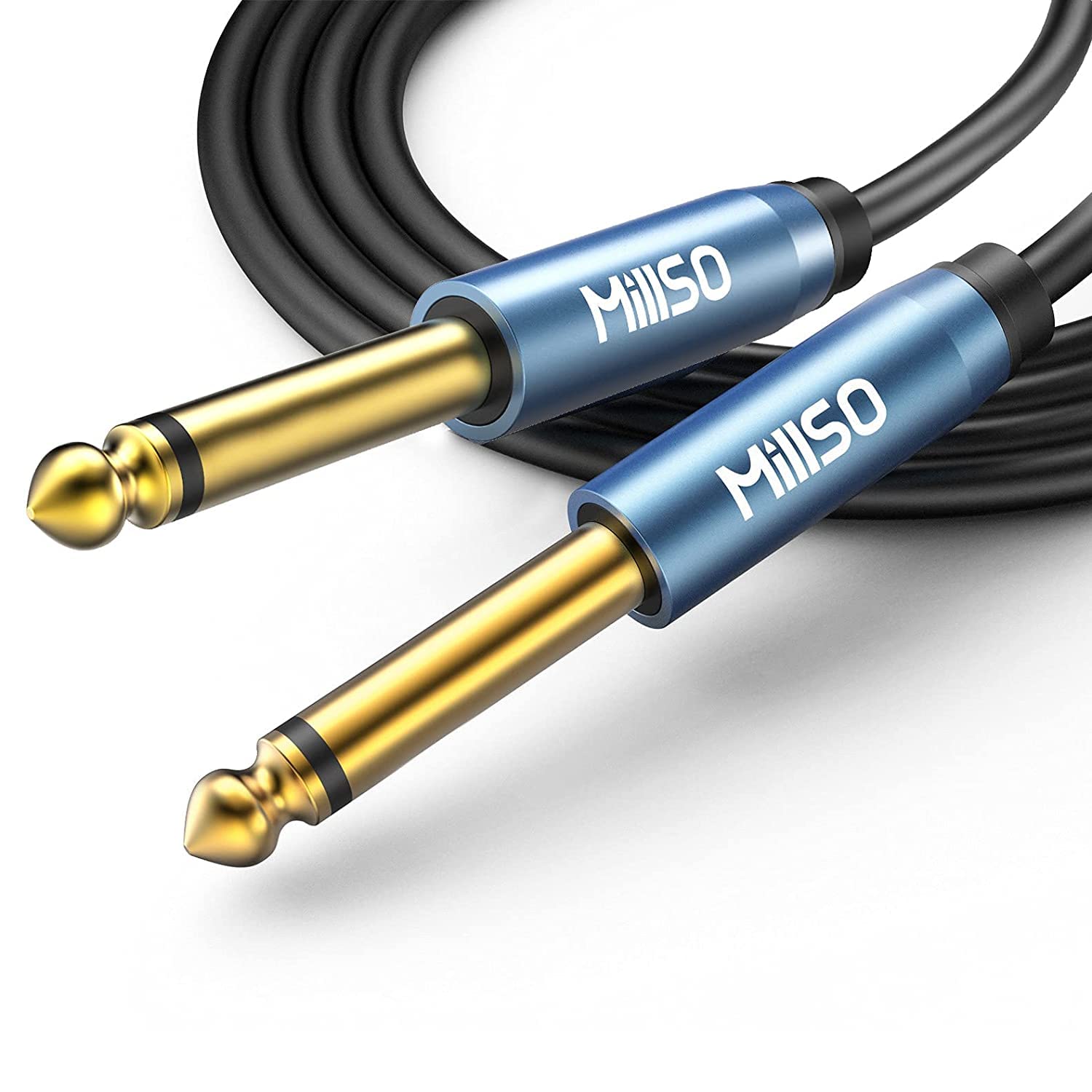 MillSO Guitar Cable 8 ft, TS 1/4 Inch Instrument Cable Straight-Straight 6.35mm Electric Guitar Cord for Bass AMP, Speaker, Patch, Pedal, Keyboard, Mixer, Amplifier - Sapphire Blue