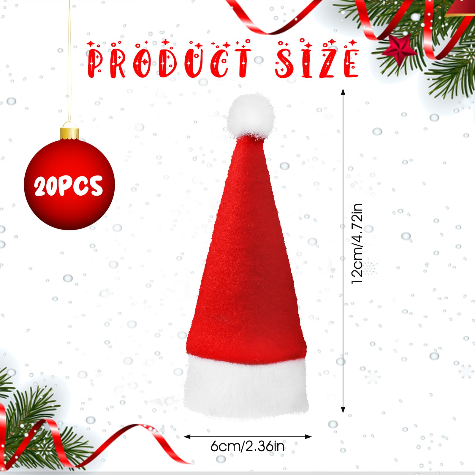 Amaxiu Christmas Cutlery Holders, 20pcs Christmas Santa Hats Silverware Holders Mini Cutlery Storage Bags for Xmas Dinner Table Pocket Dinnerware Decorations Flatware Supplies for Knifes Forks Spoon