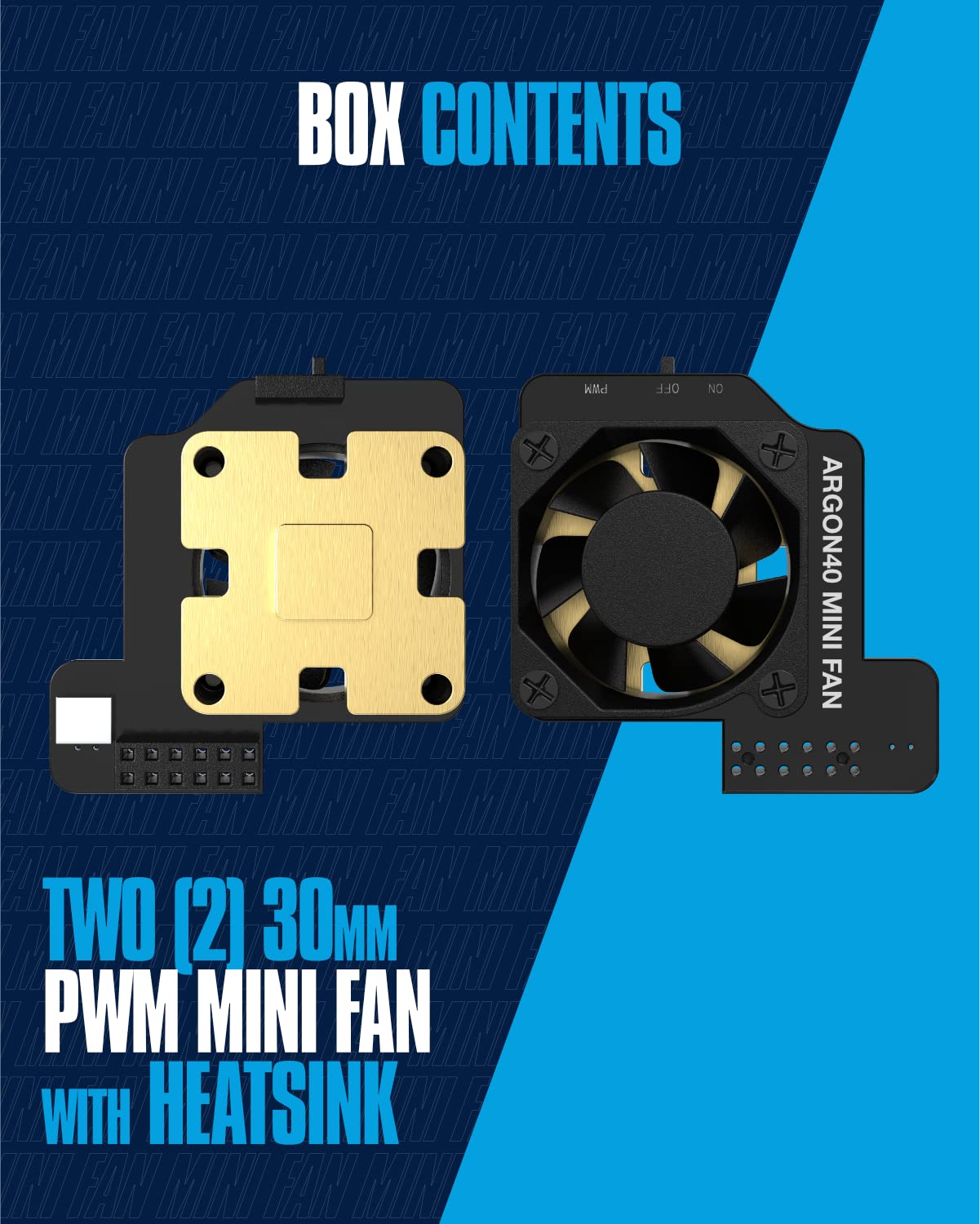 Argon Mini Fan HAT with Built-in Heatsink | ON-Off Switch for The Heatsink Fan | Fully Controllable PWM HAT | 2 Pieces of Fan per Pack