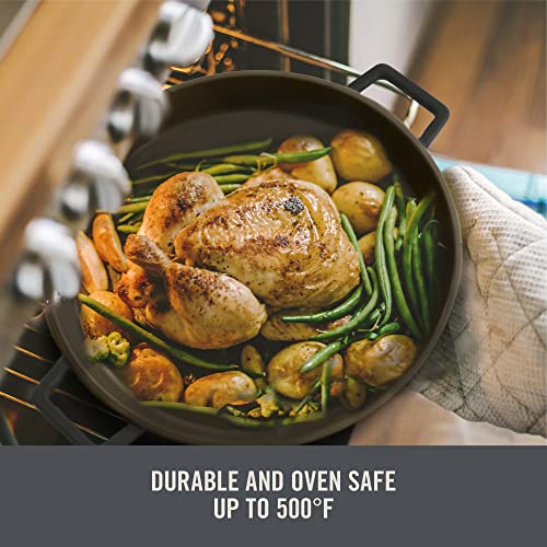 DASH Zakarian 13" Nonstick Cast Iron Frying Pan, Dual Handle Skillet with Titanium Ceramic Coating, Black