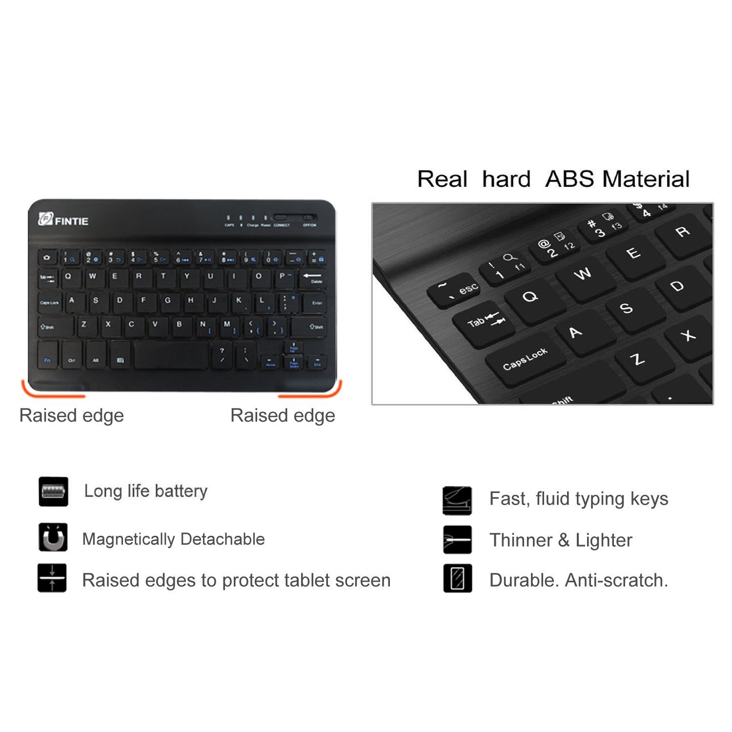 Fintie Keyboard Case for Samsung Galaxy Tab E 8.0 (Model SM-T378/T375/T377), Slim Lightweight Stand Cover with Magnetically Detachable Bluetooth Keyboard, Black
