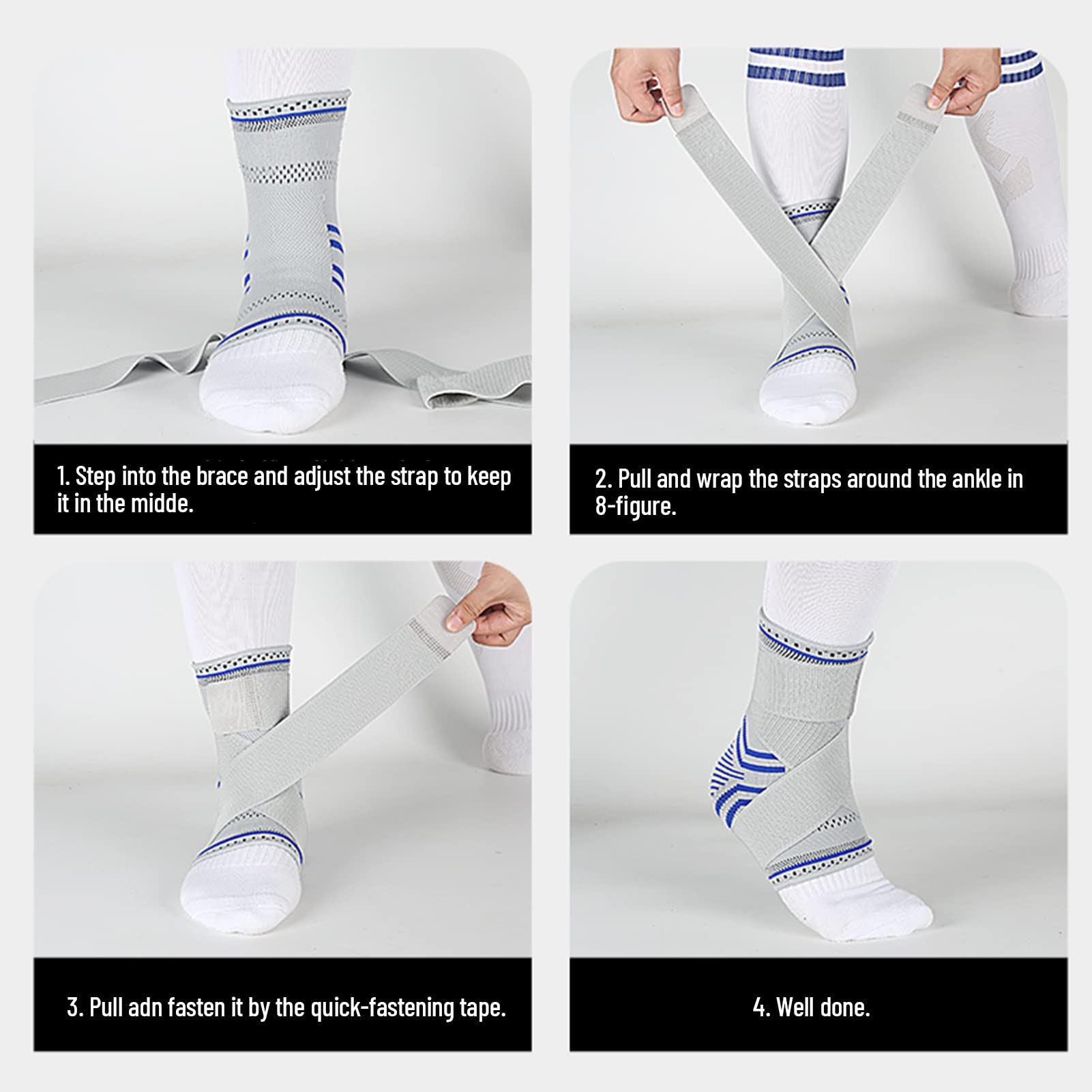 Ankle Brace Adjustable Support Elastic Strap for Basketball Cycling Sport Protection