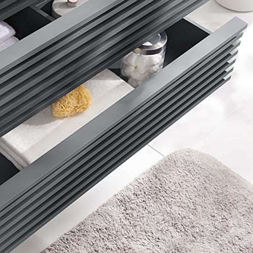 Modway Render 35" MDF Wood Wall-Mount Bathroom Vanity Cabinet in Gray