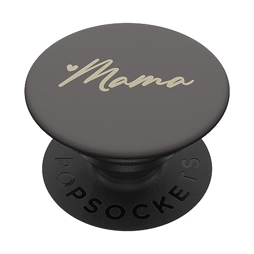 Beige Light Gray Heart Mama PopSockets Standard PopGrip