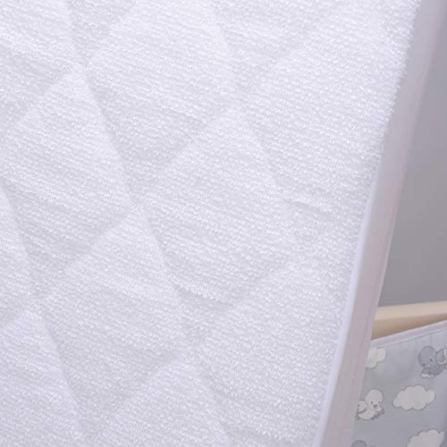 PEKITAS Mini-Crib Quilted Mattress Protector Cotton Waterproof Pad Cover Fitted Sheet with Large 5.9" Skirt Washer/Dryer Friendly with Stain Protection for Baby Bed 19"x 31"
