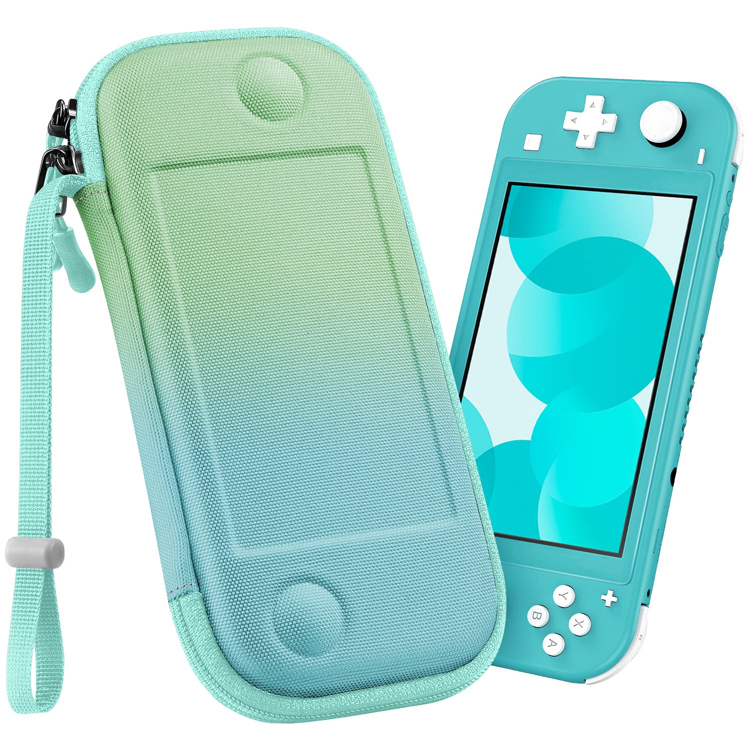 Fintie Slim Carrying Case for Nintendo Switch Lite 2019, Shockproof Protective Portable Carrying Cases, [Slim Fit] Travel Storage Hard Shell w/8 Game Cartridges & Adjustable Hand Strap, Seaside Ombre