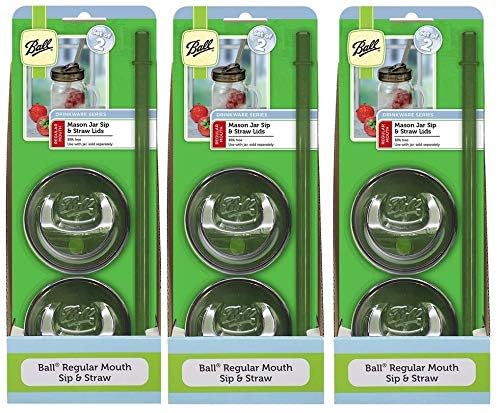 Ball Sip & Straw Lids, Fits Regular Mouth Mason Jars (3)