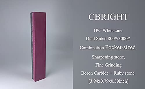 CBRIGHT Knife Sharpening Stone 1PC Whetstone 2 Sided 800#/3000Grit Combination Pocket-Sized Sharpening Stone, Fine Grinding Boron Carbide/Ruby Stone [3.94x0.79x0.39inch]