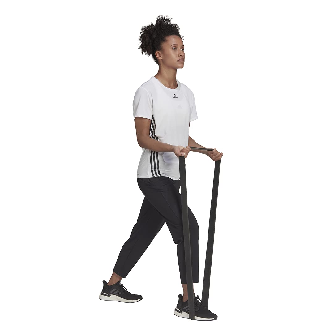 adidas Women's Training Icon 3 Stripe Tee, White/Black, Large