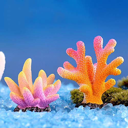 Danmu 10Pcs of Random Style Polyresin Coral Ornaments, Aquarium Coral Decor for Fish Tank Aquarium Decoration Approx. 1.7" in Height