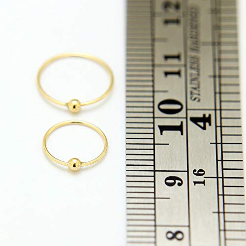 9 Karat Yellow Gold 22 Gauge - 10MM Length Captive Bead Nose Piercing Ring Jewelry