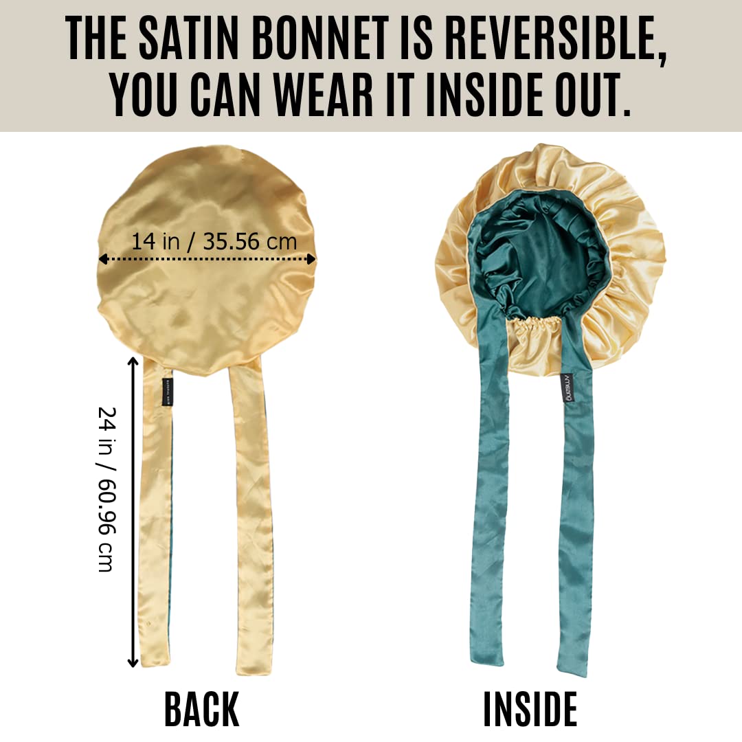 Amazing Natural Hair Reversible Adjustable Satin Bonnet, Double Lined, Bonnet for Sleep. Includes Satin Scrunchie