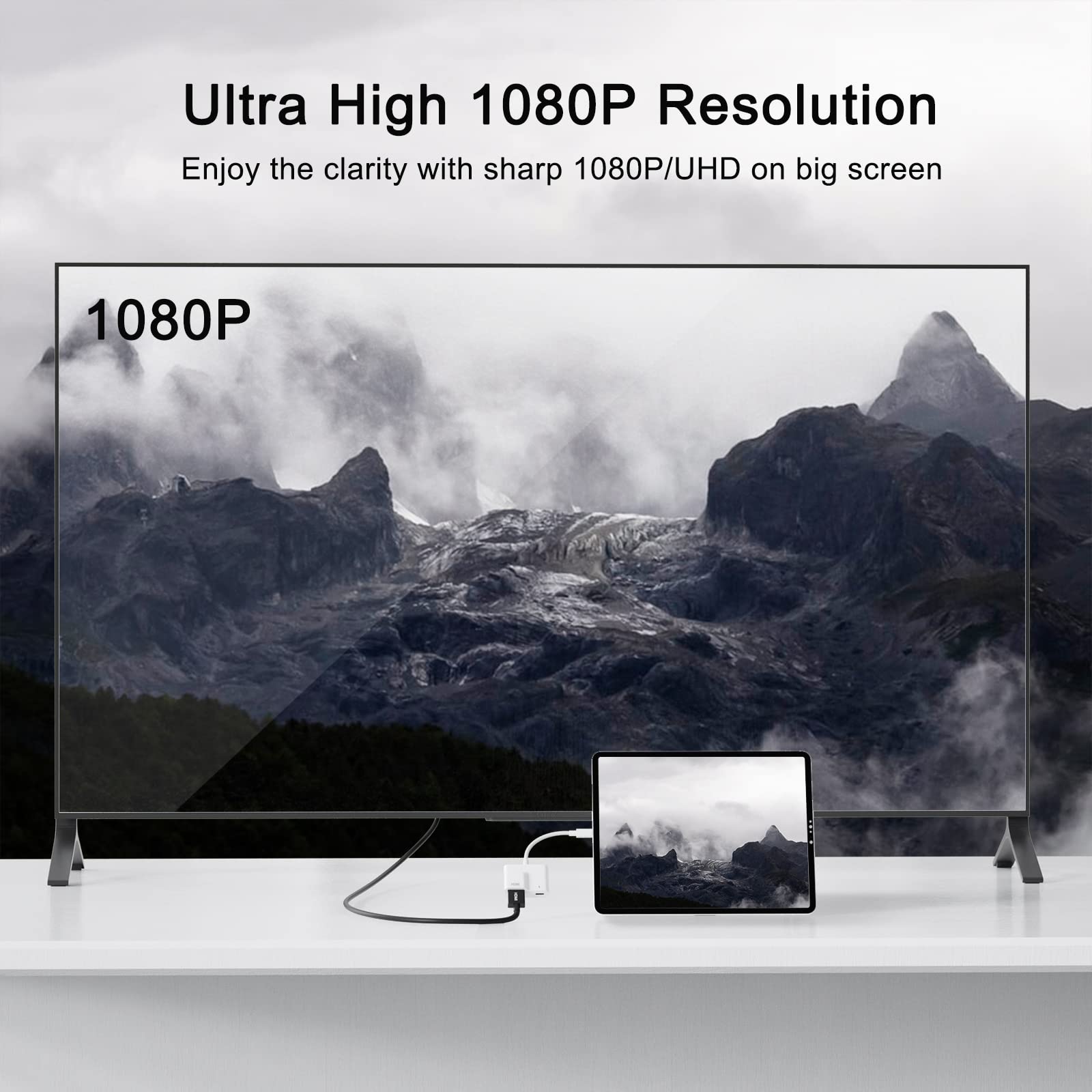 Unitrox HDMI Adapter for iPhone to TV, 1080P Digital AV Adapter for iPhone,HD Video HDMI Sync Screen Converter,Support HD TV/Projector/Monitor [No Need Power]…