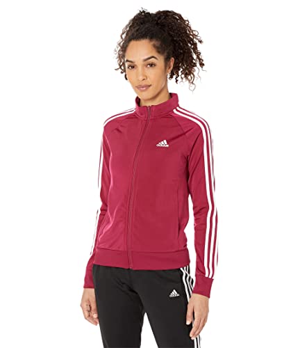 adidas Women's Plus Size Essentials Warm-Up Slim 3-Stripes Track Top, Legacy Burgundy/White, 3X