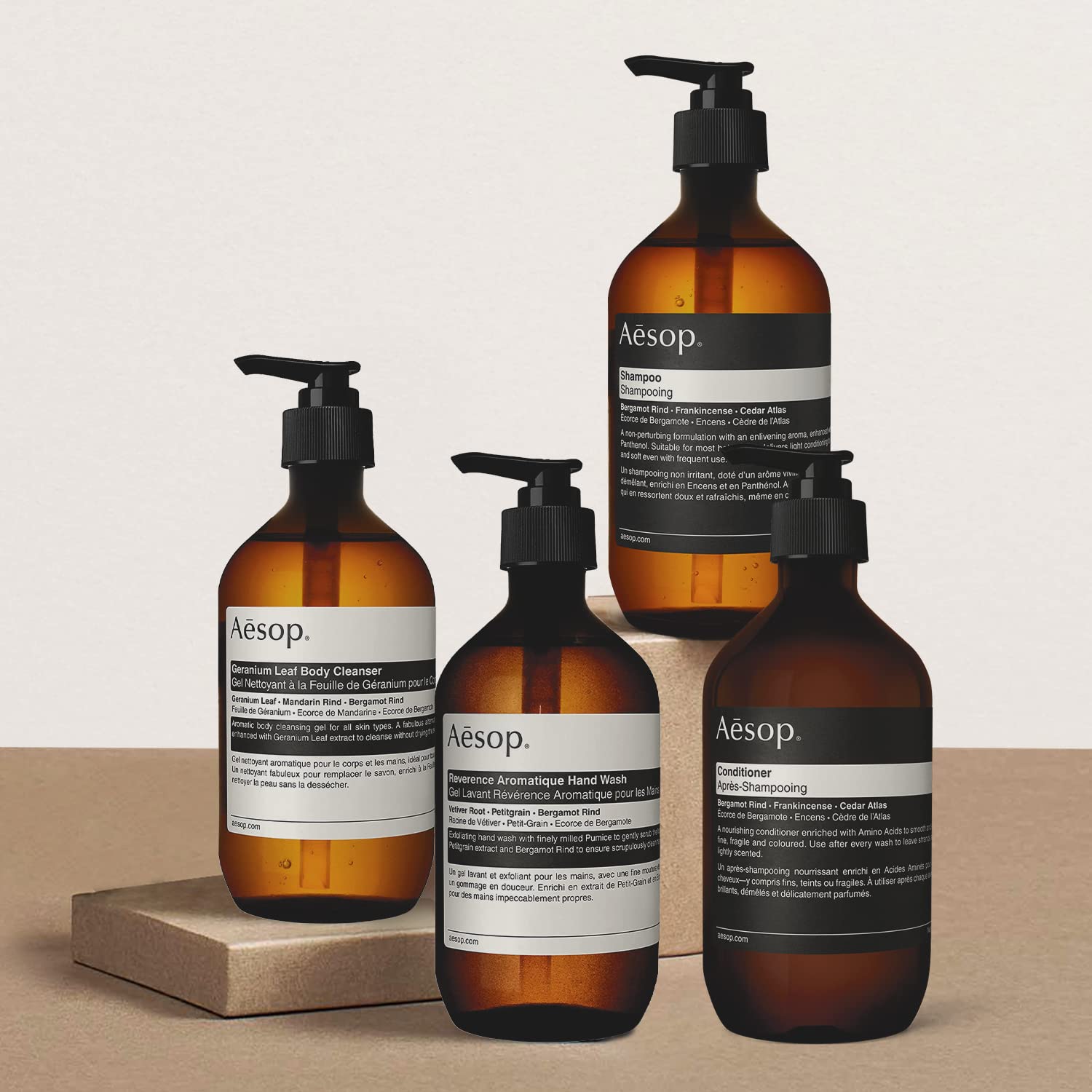 Aesop Shampoo, Conditioner, Geranium Leaf Body Cleanse, Reverence Aromatique Hand Wash | 500mL/16.9 fl oz | Paraben, Cruelty-free & Vegan
