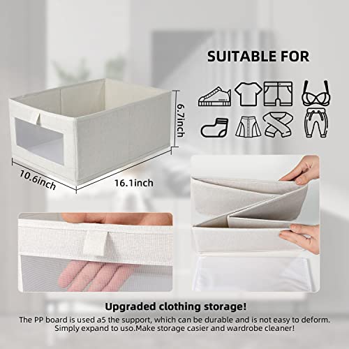 BDZBREN 2Pack Linen Storage Bins,Storage Containers for Organizing Clothing, Jeans, Toys, Shelves, Closet, Wardrobe - Closet Organizers and Storage,Foldable Large Storage Boxes Baskets with Window