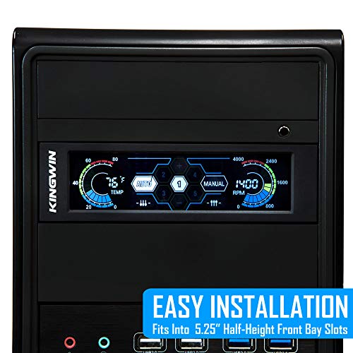 Kingwin FPX-007 Performance 5.25” Touchscreen LCD Fan Controller Cooling with Liquid Crystal Display Module. Features Temperature Monitor, RPM Display, and Fan Fail Alarm
