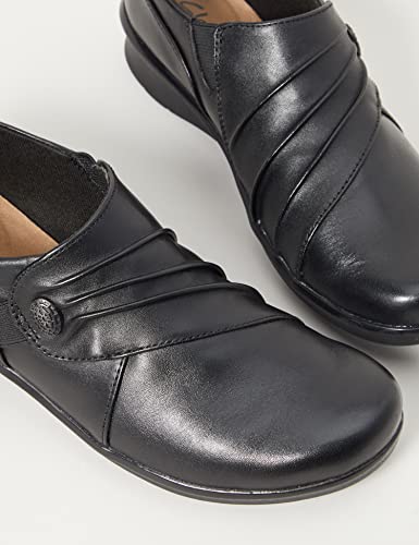 Clarks Women's Hope Roxanne Loafer, Black Leather, 9.5 W US