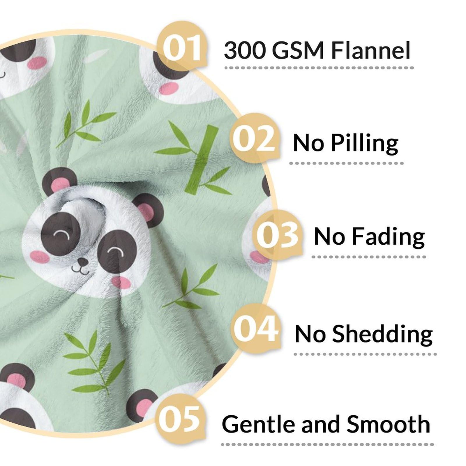 Panda Blanket Gifts - 40x50 Inches Cute Throw Blanket for Kids, Girls & Boys - Green Soft Fuzzy Blankets for Couch, Sofa & Bed