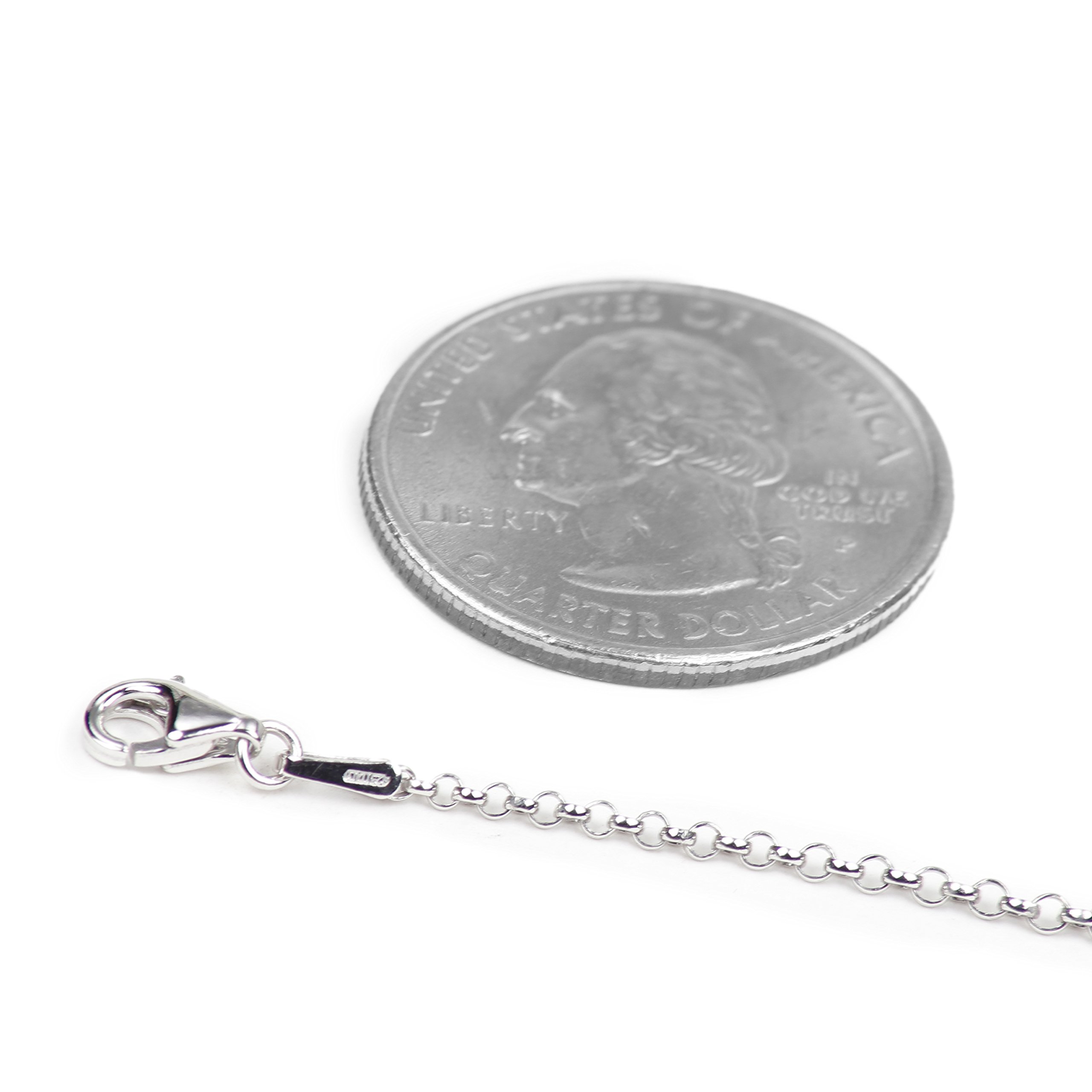 925 Sterling Silver 2.00 mm Round Rolo Chain Necklace With Pear Shape Clasp-RHODIUM FINISH