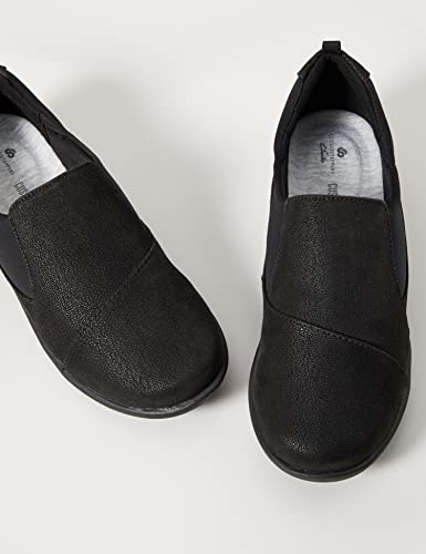 Clarks womens Sillian Paz Slip On Loafer, Black Synthetic Nubuck, 7.5 US