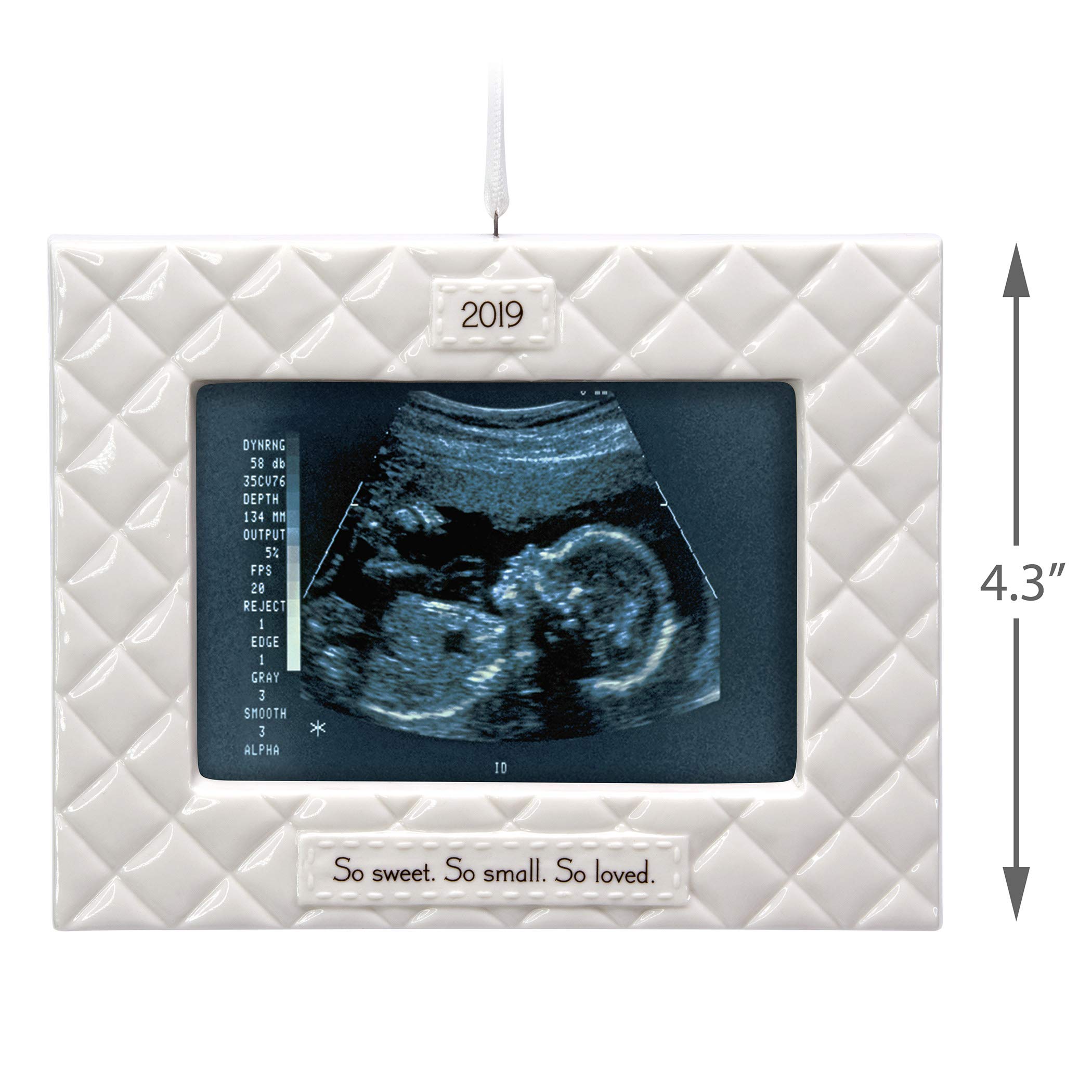 Hallmark Keepsake Christmas Ornament 2019 Year Dated Already Loved New Baby Sonogram Photo Frame Porcelain,