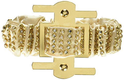 Darice David Tutera Satin w/Gold Kaber Clip & Bezel-Set Gems Bridal Corsage Wristlet, Ivory/Cream