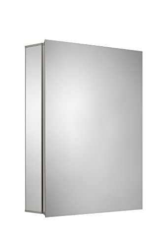 Croydex Hartford Single Door, Recessed or Surface Mount, Hang 'n' Lock Easy Installation Medicine Cabinet, 20W x 26H, Aluminum