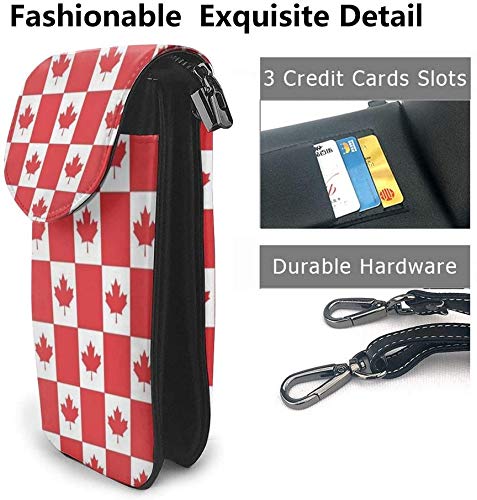 Canadian Flag Women Soft PU Leather Cellphone Purse Wallet Handbag Small Crossbody Shoulder Bag