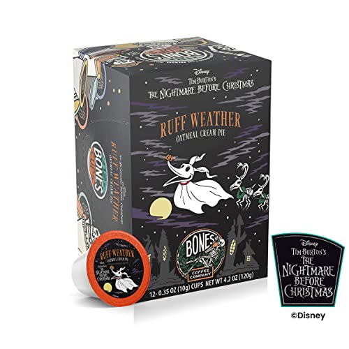 Bones Coffee Company Ruff Weather Flavored Coffee Bones Cups Oatmeal Creampie Flavor | 12ct Single-Serve Coffee Pods | Keurig Coffee Pod From Disney Tim Burton's The Nightmare Before Christmas