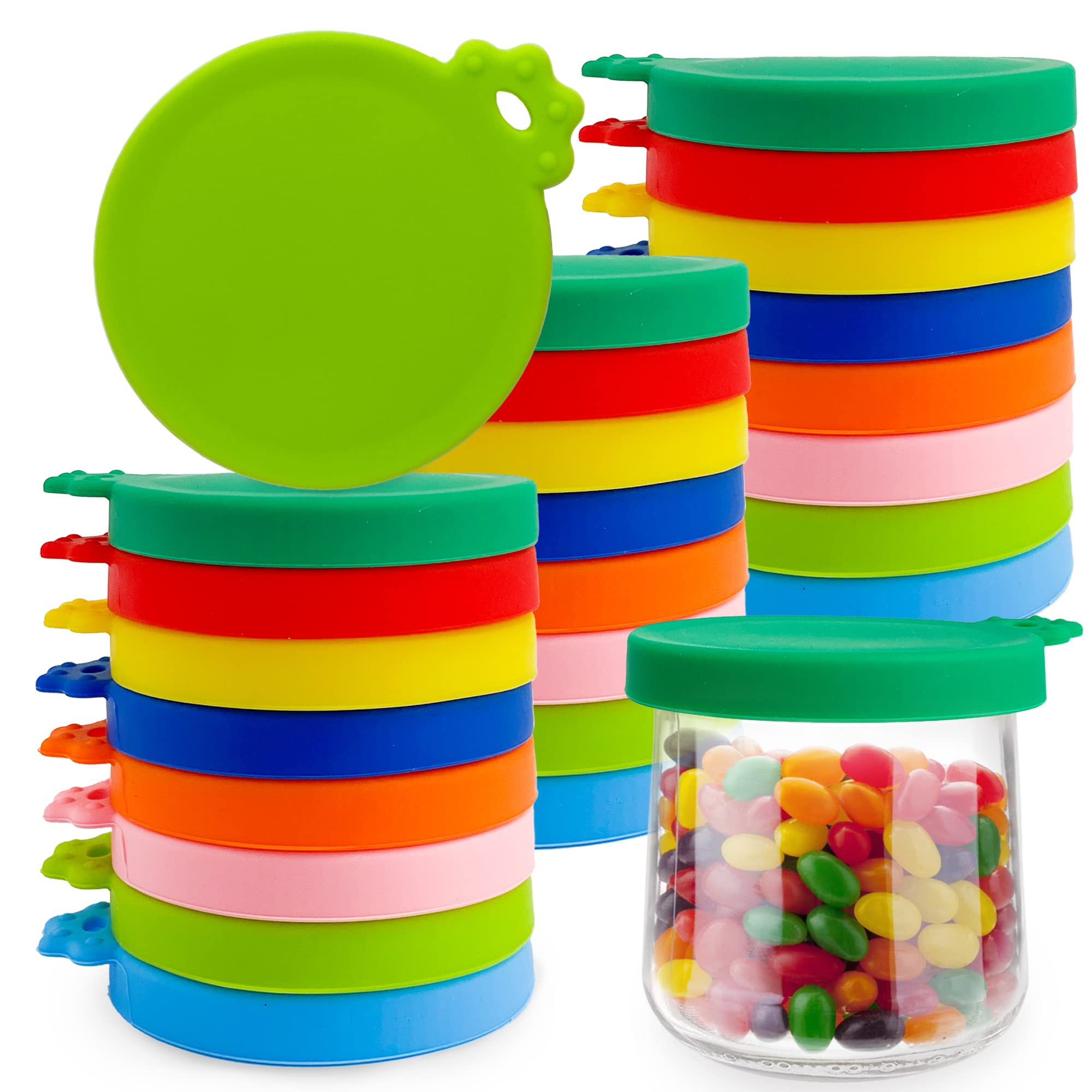 Oui Yogurt Jar Lids - 24 pack Oui Silicone Lids for Yoplait Yogurt Container, Sealed against leaks Silicone lids for oui yogurt jars in 8 colors
