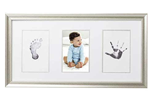 Lil Peach Deluxe Baby Prints Keepsake Frame, Makes Perfect Nursery Décor, Creative Baby Gift, or Addition to Baby Registry, Silver