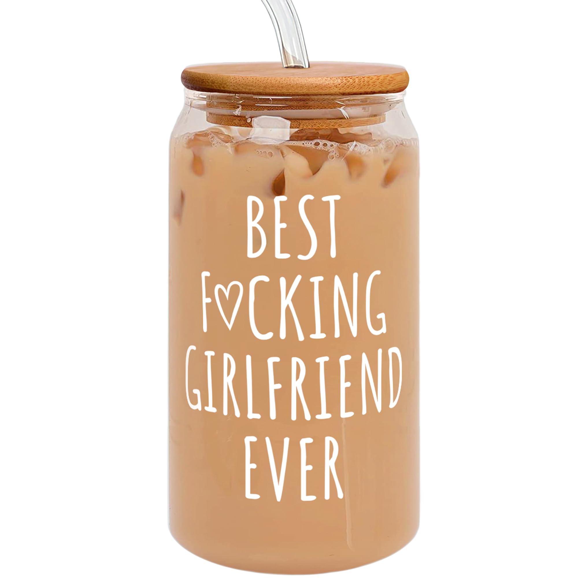 Gifts for Girlfriend - Gifts for Her - Girlfriend Gifts for Women, Couple Gifts - Anniversary, Birthday Gifts for Girlfriend - I Love You Gifts for Her, Gift for Girlfriend - 16Oz Girlfriend Can Glass