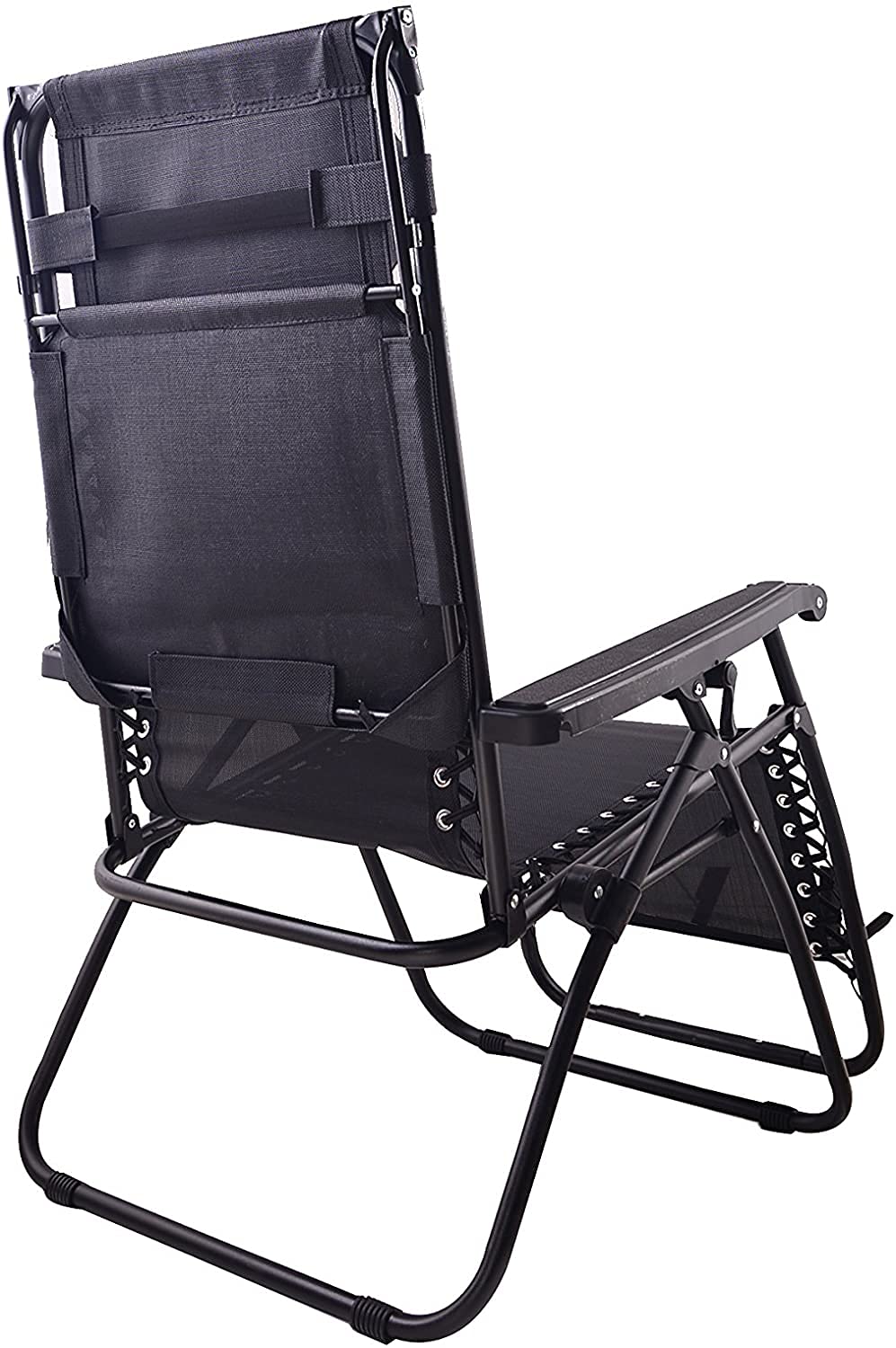 BTEXPERT CC5044B-2 Zero Gravity Chair Lounge for Relaxing, Outdoor Patio Beach Yard Garden Sunshade Utility Tray Cup Holder Case Pack (Set of 2 pcs), Two Piece, Alloy Steel, Black with Canopy