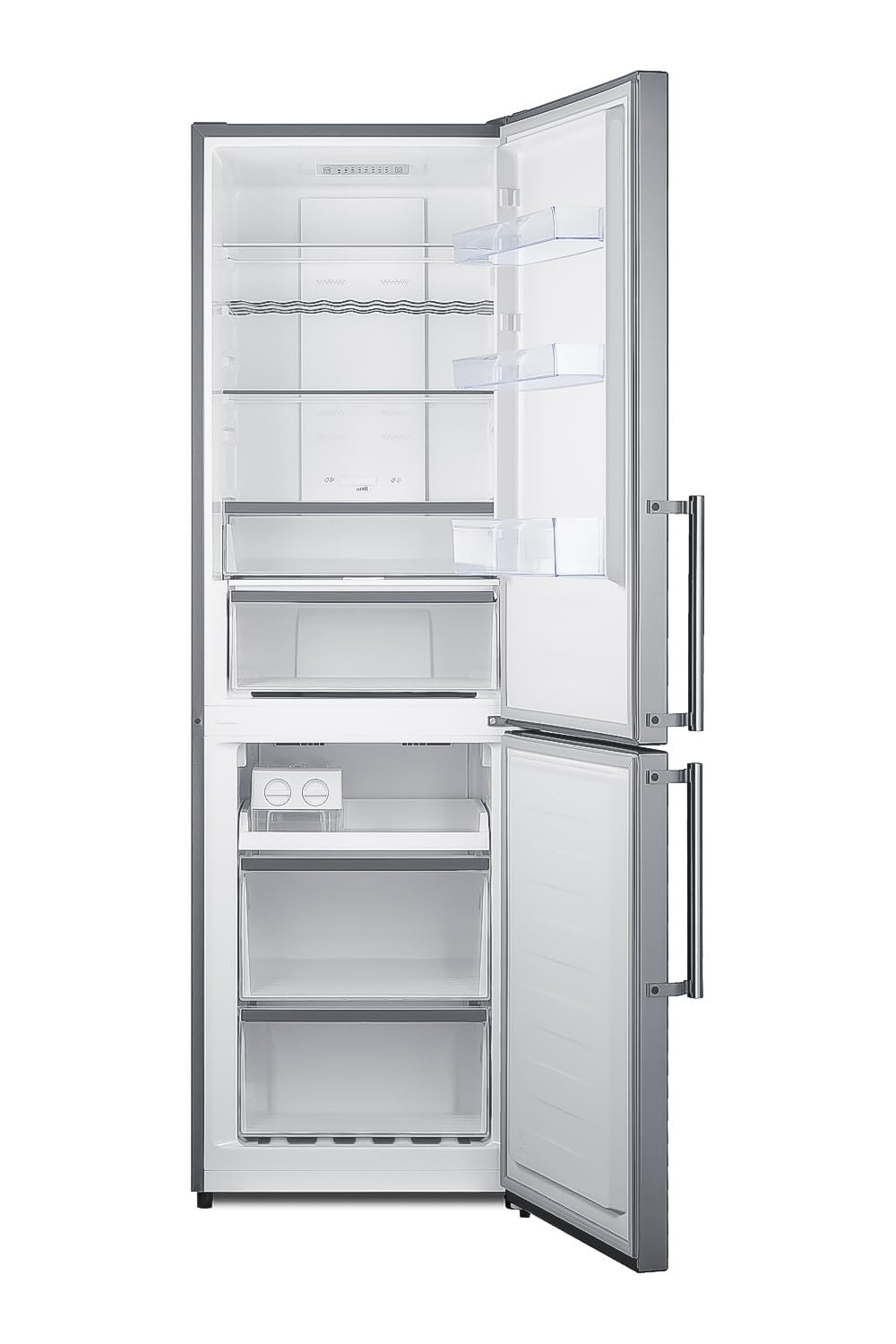Summit Appliance FFBF235PL 24" Wide Bottom Freezer Refrigerator, Energy Star, LED Lighting, Stainless Steel (RHD)
