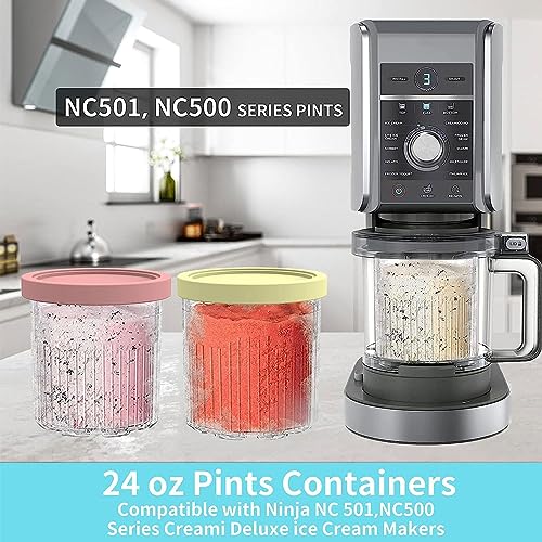 Creami Deluxe Pints, for Ninja Creami Cups,24 OZ Creami Pint Reusable,Leaf-Proof for NC500 NC501 Series Ice Cream Maker