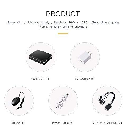 Eversecu 4ch Mini CCTV Video Recorder, Hybrid DVR/NVR Support 1080P AHD/HD-TVI/HD-CVI/CVBS and IP Cameras, Support E-Sata HDD/SD Card for recording, with Remote view App and PC software