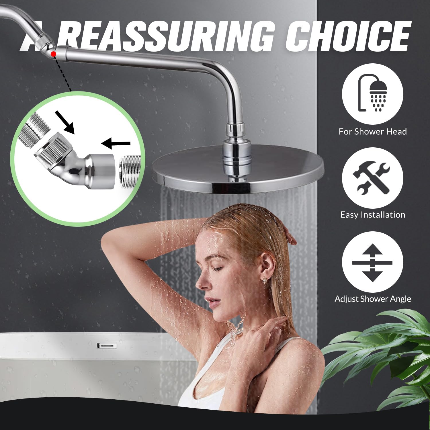 Worldwhere 45 Degree Shower arm Elbow Adapter,Shower Elbow Adapter for Shower Head,Female to Female Chrome