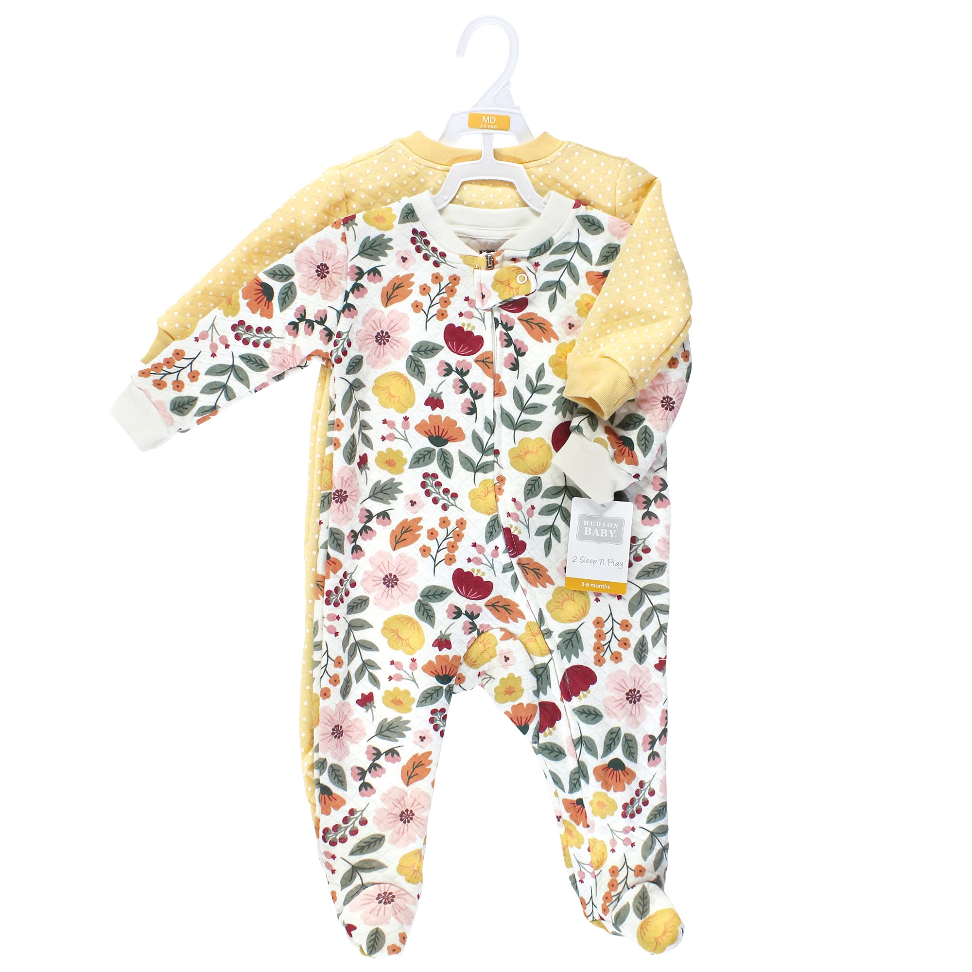 Hudson Baby Unisex Baby Premium Quilted Zipper Sleep and Play, Fall Botanical, 3-6 Months