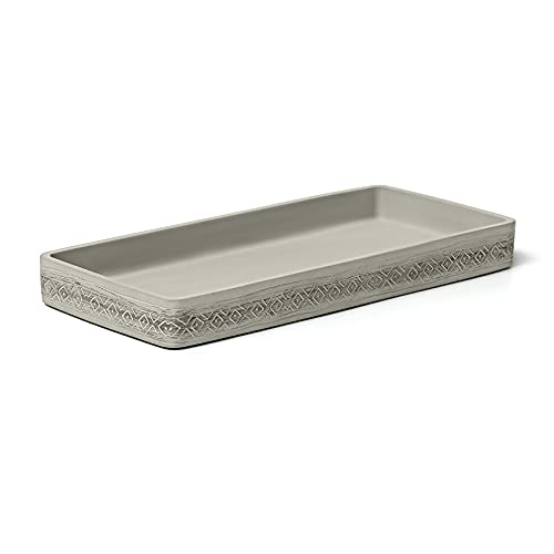 Grey Bathroom Accessories Set, Includes Ceramic Bathroom Soap Dispenser, Toothbrush Holder, Soap Dish and Concete Tray