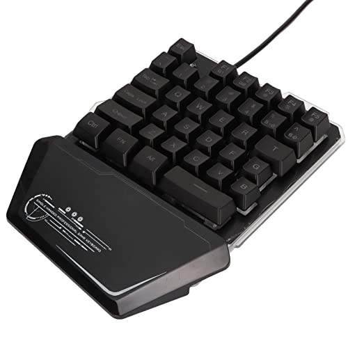 ciciglow One-Handed Gaming Keyboard,2.4G Wireless RGB Color Light,Left-Hand Gaming Metal Keypad,7-Color Macro Recording,Compact and Portable Without Taking UP Space (35 Keys)