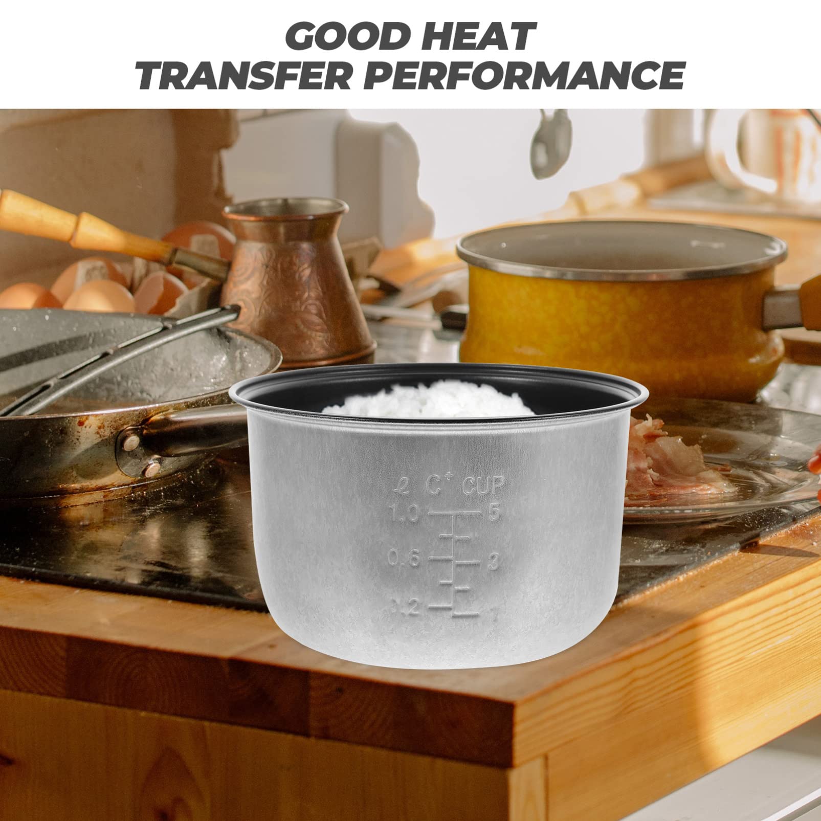 Angoily Rice Cooker Small Rice Container 1 Set Rice Cooker Inner Pot Pressure Cooker Replacement Liner Non-sticks Baking Pot Mixing Bowl for Kitchen Restaurant 2L Rice Cooker Small Rice Container