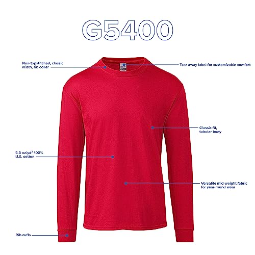 Gildan Men's Heavy Cotton Long Sleeve T-Shirt, Style G5400, 2-Pack, Sport Grey, X-Large