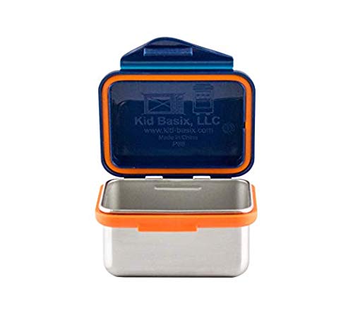 Kid Basix Safe Snacker, Reusable Stainless Steel Lunchbox Container for Kids & Adults, Reusable Food Container, BPA Free, Dishwasher Safe, 7oz, Navy