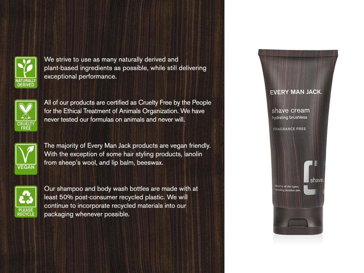 Every Man Jack Shave Cream Sensitive Skin Fragrance-free, 6.7 Oz