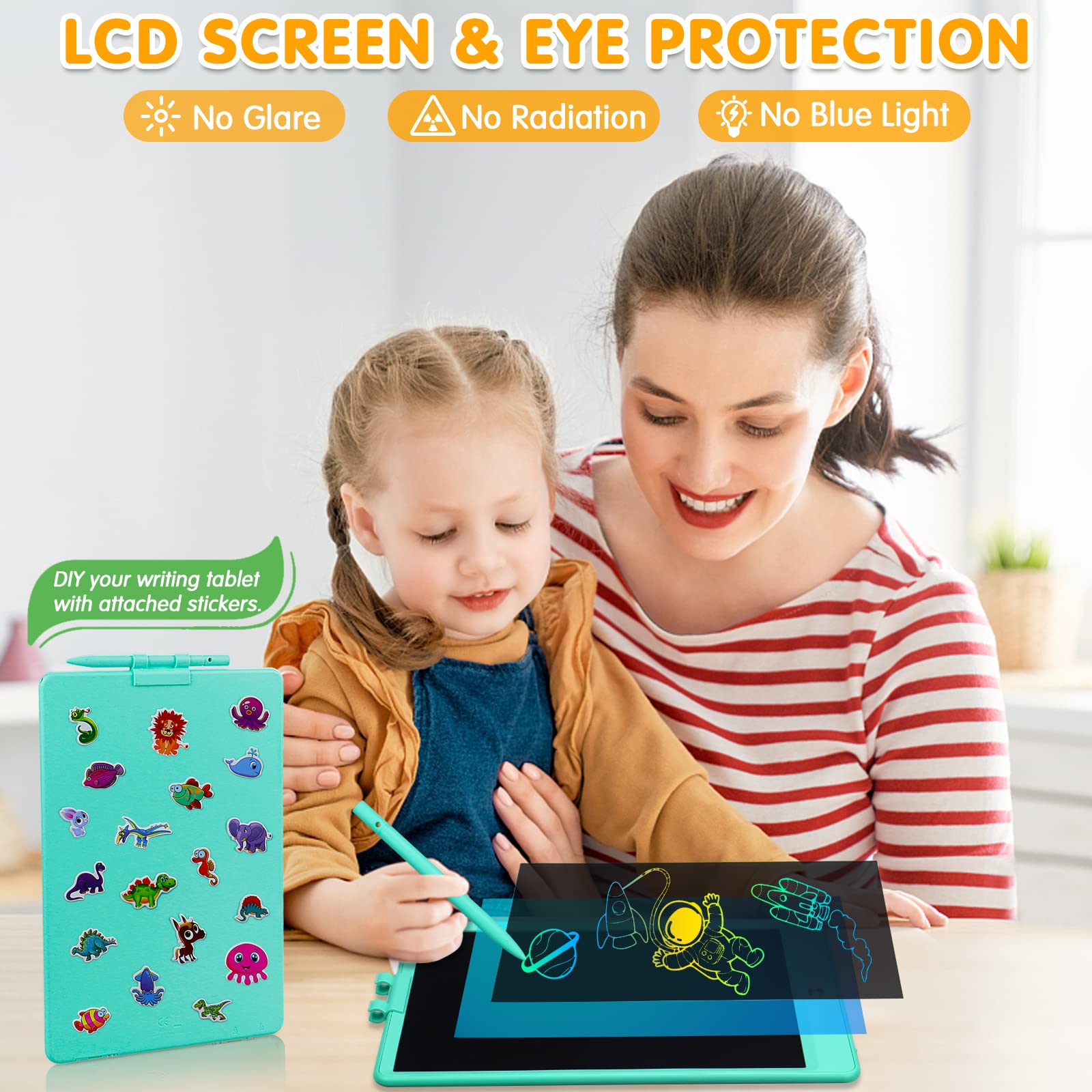 Anpow LCD Writing Tablet for Kids : 10 Inch Drawing Doddle Board Digital Writing Pad Erasable Kids Drawing Tablet Drawing Board for Toddlers Educational Learning Toy for 3-6 Years Old Birthday Gifts