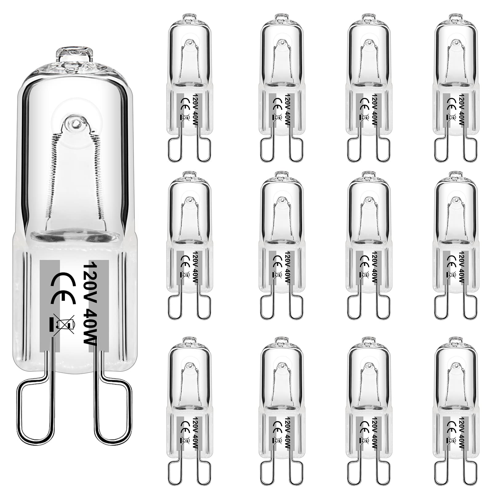 WeshLMPO G9 Bulb 40W 120V G9 Halogen Light Bulbs 2 Pin for Hood Light Oven Light Light Bulb Replacement Dimmable Warm White (12 Pack)