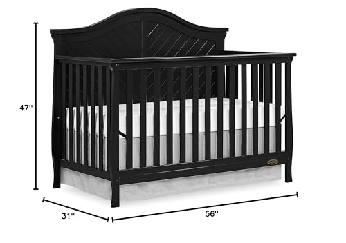 Dream On Me Kaylin 5-in-1 Convertible Crib in Black, Greenguard Gold Certified , 56x31x47 Inch (Pack of 1)