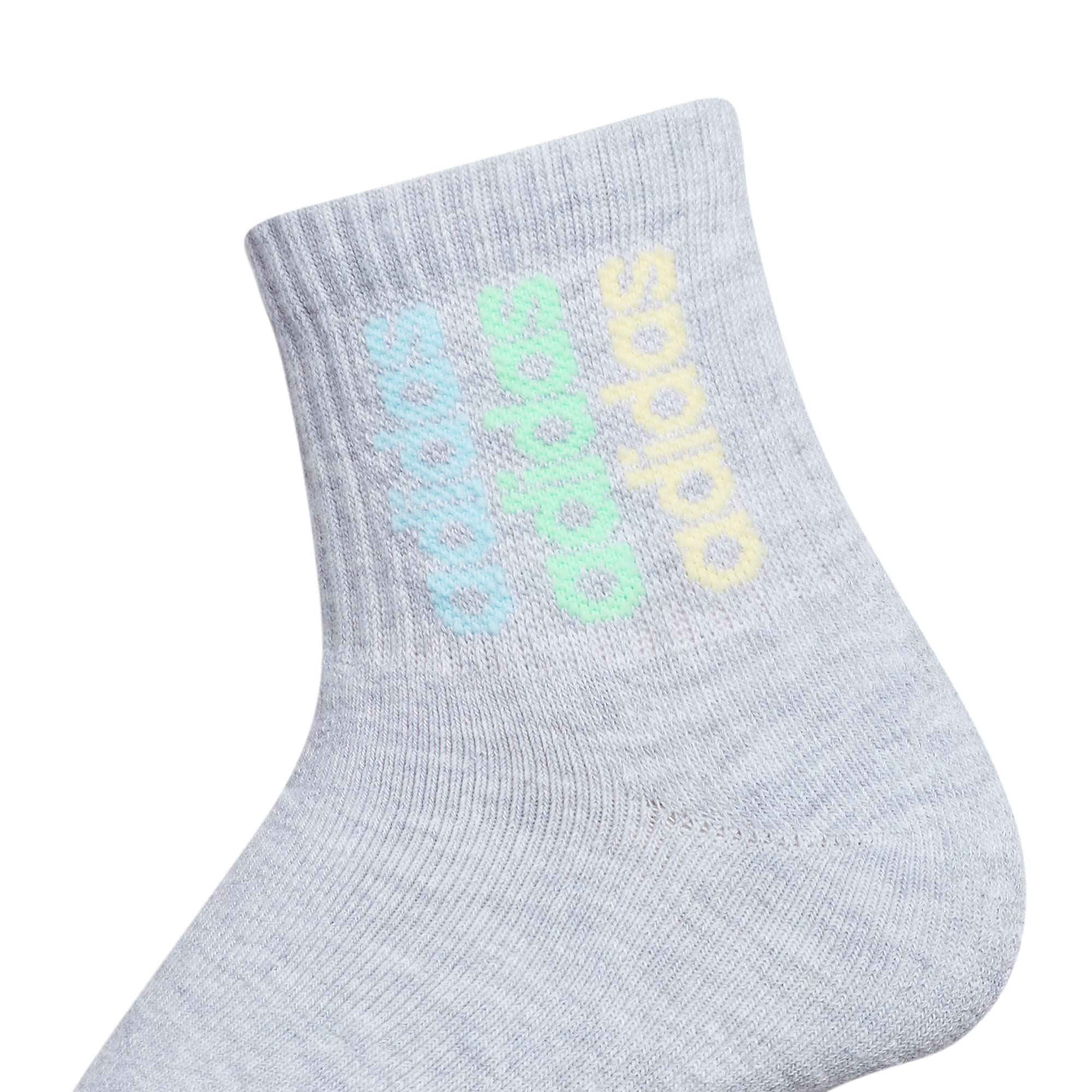 adidas Women's Sport Linear High Quarter Socks (3-Pair), White/Pulse Lilac Purple/Bliss Pink, Medium