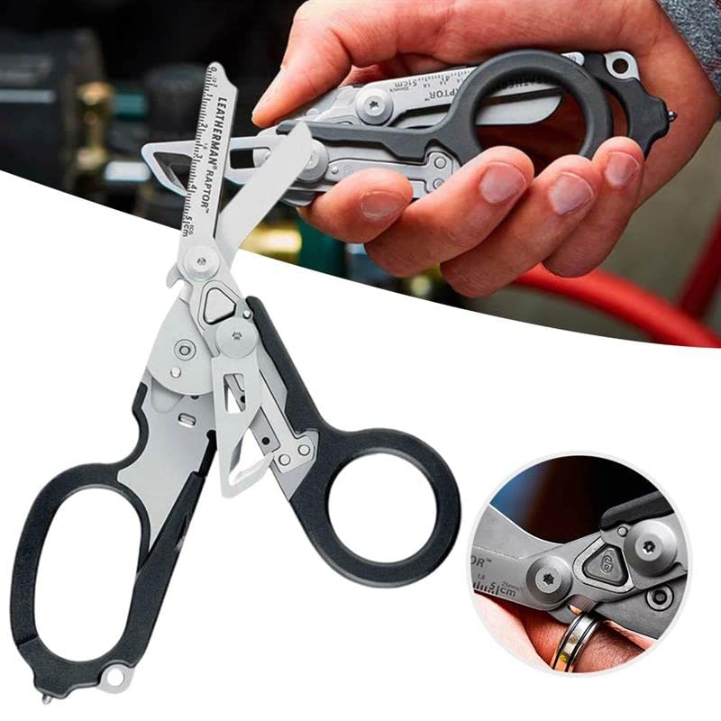 BAOLIN 6-In-1 Raptor Emergency Response Shears With Tape Cutter And Glass Breaker, Black, With Utility Holster (2)